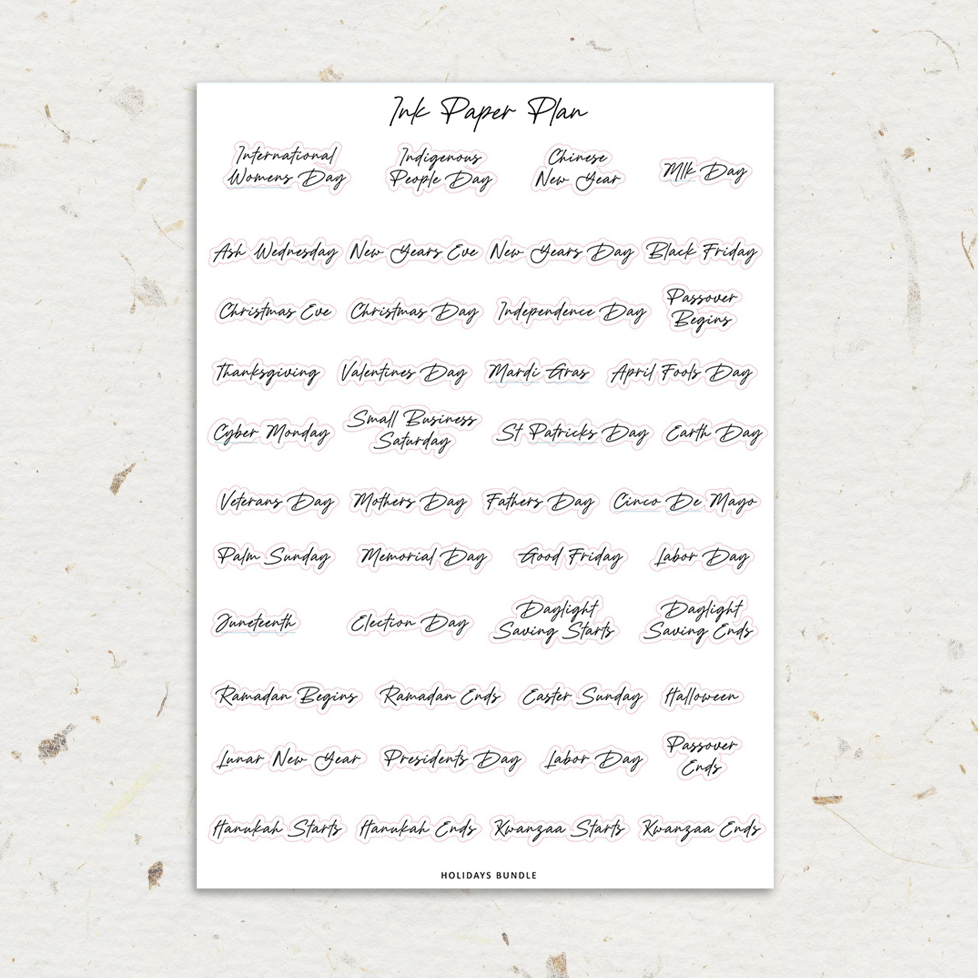 Holidays | Foiled Script – Ink Paper Plan