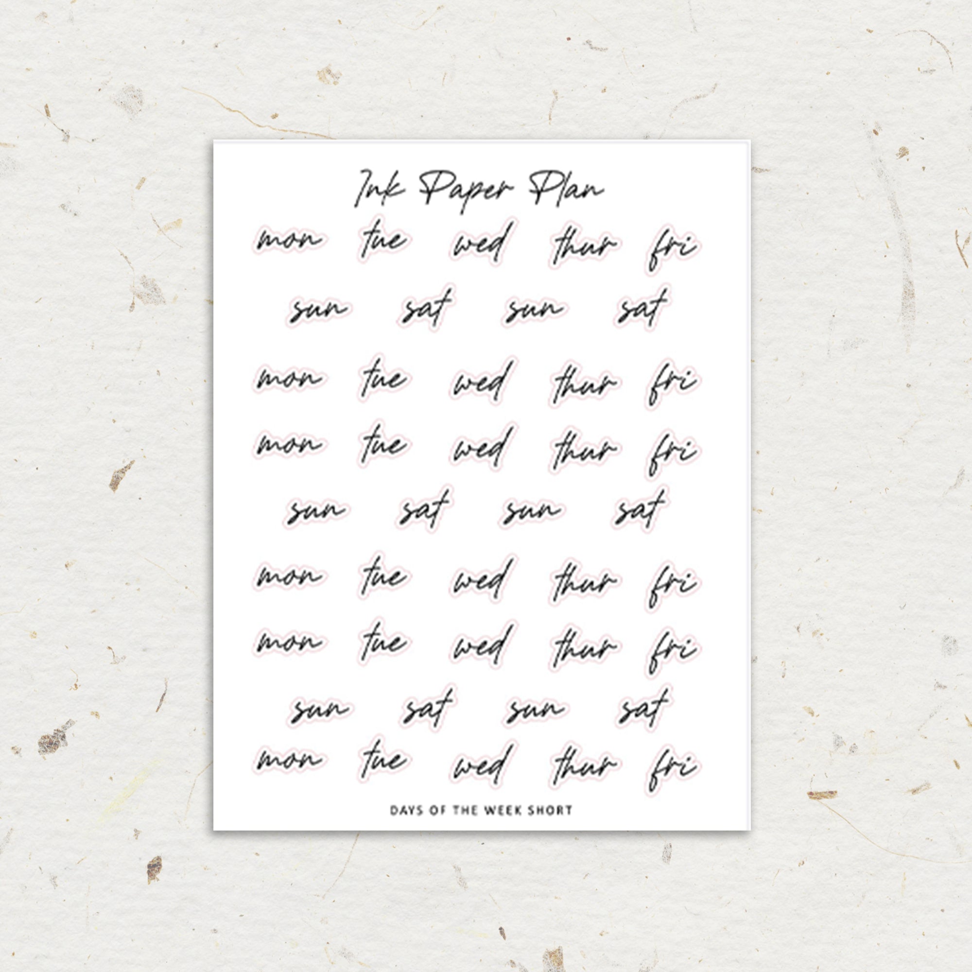 Short Days of the week | Foiled Script – Ink Paper Plan
