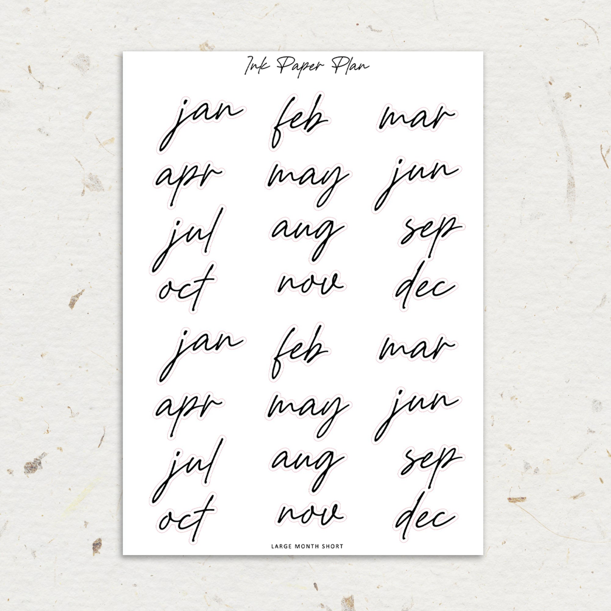 Large Month Short | Foiled Script – Ink Paper Plan