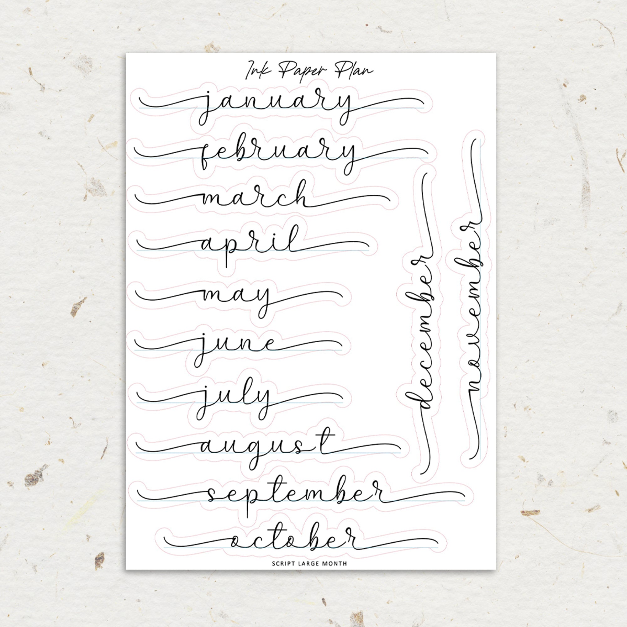Large Month Script | Foiled Script – Ink Paper Plan