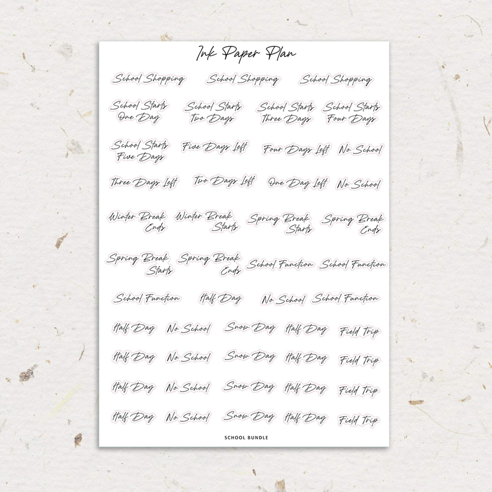 School | Foiled Script – Ink Paper Plan