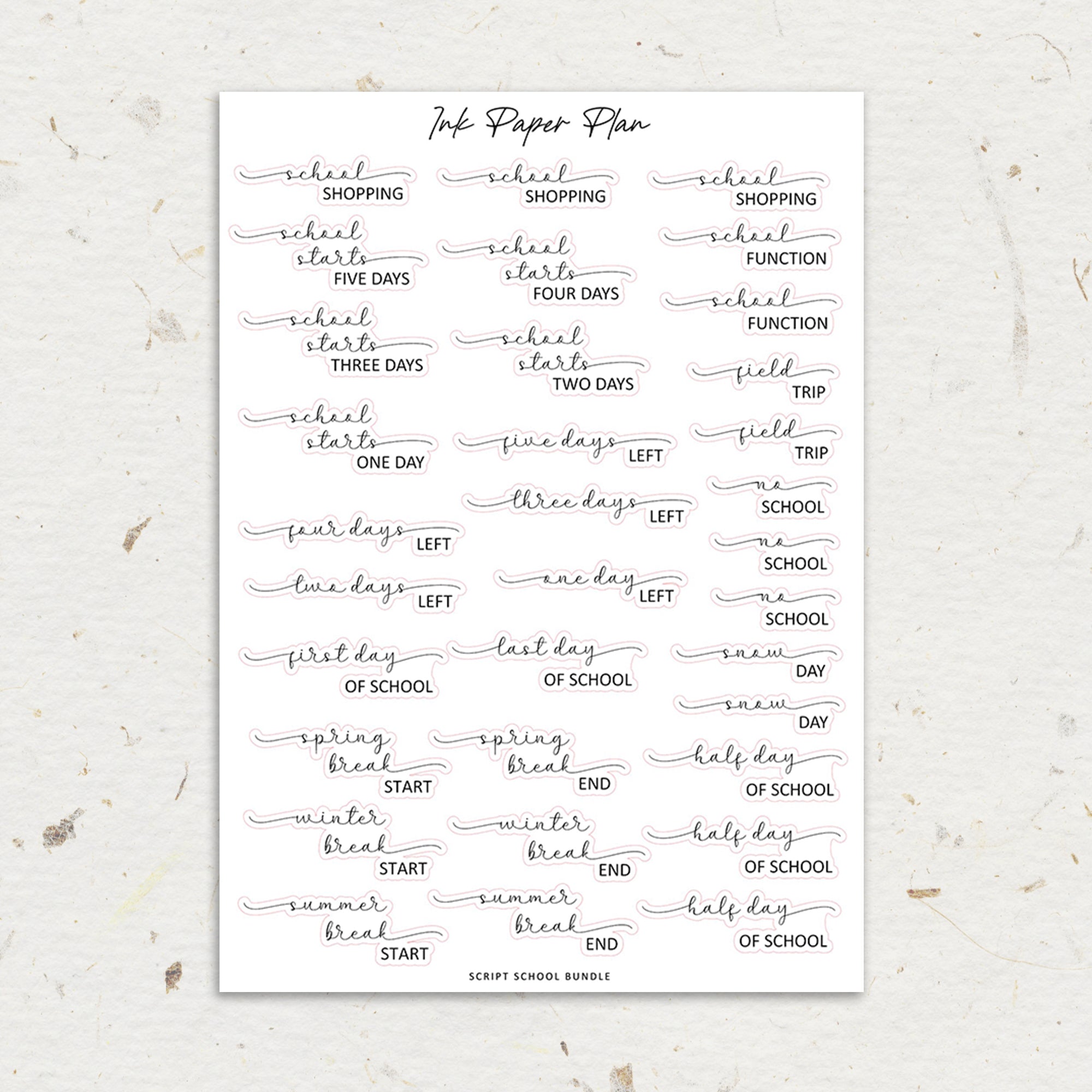 School Scripts | Foiled Script – Ink Paper Plan