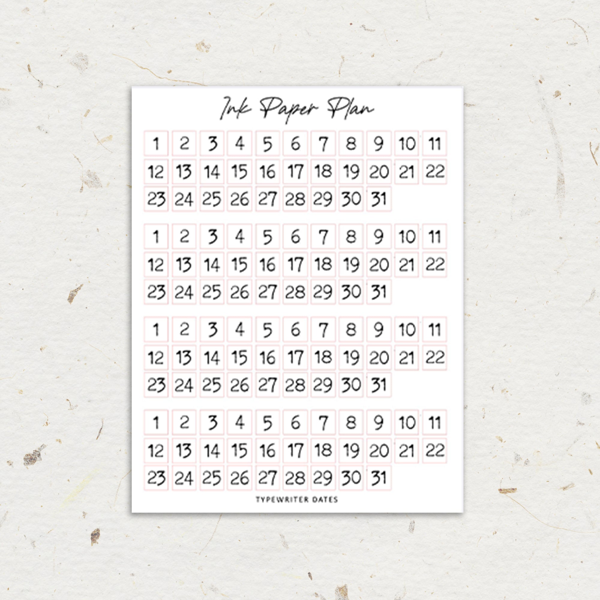 Typewriter Dates | Foiled Script – Ink Paper Plan