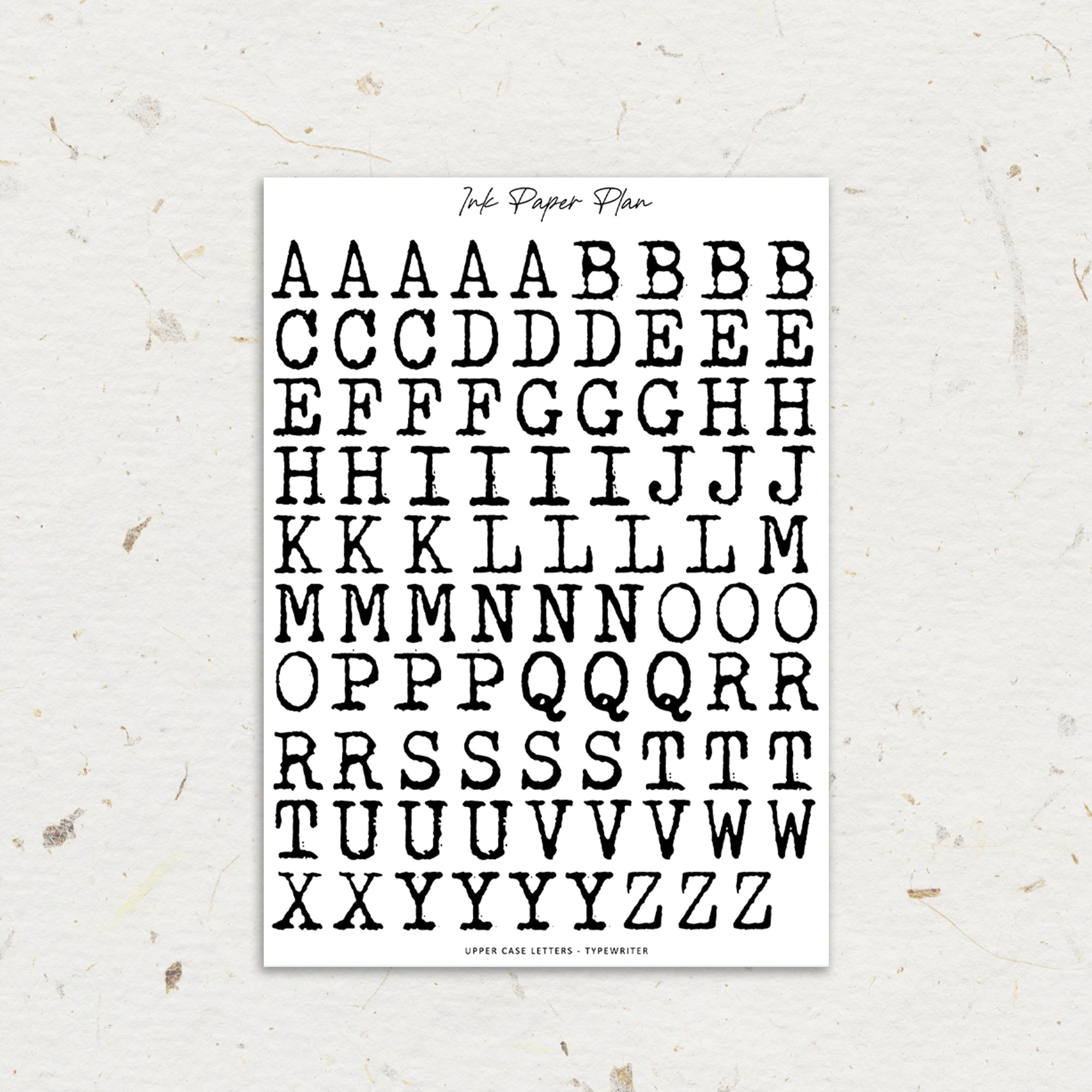 Uppercase Typewriter | Foiled Letters – Ink Paper Plan