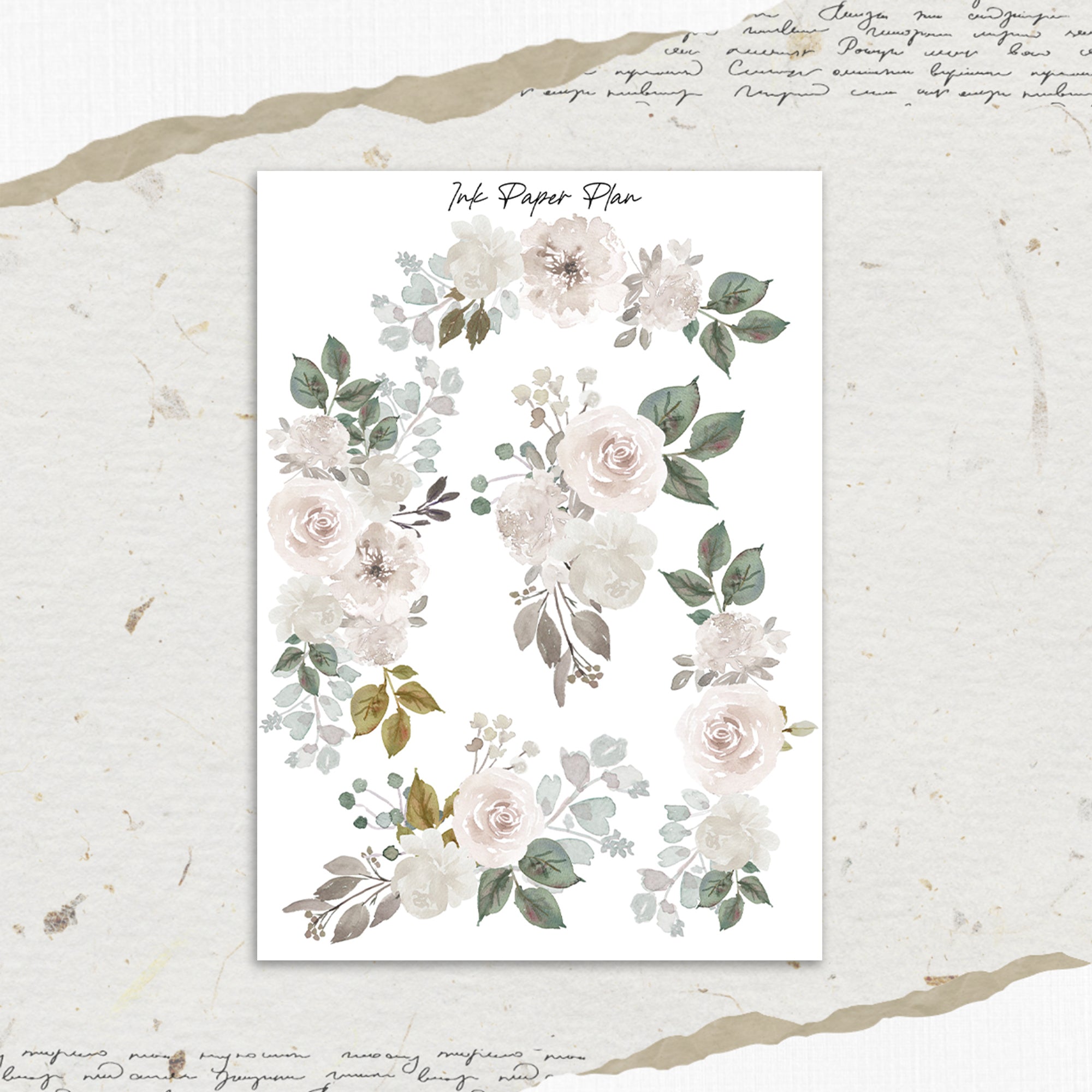 Sage | XL Floral Deco Sheet – Ink Paper Plan